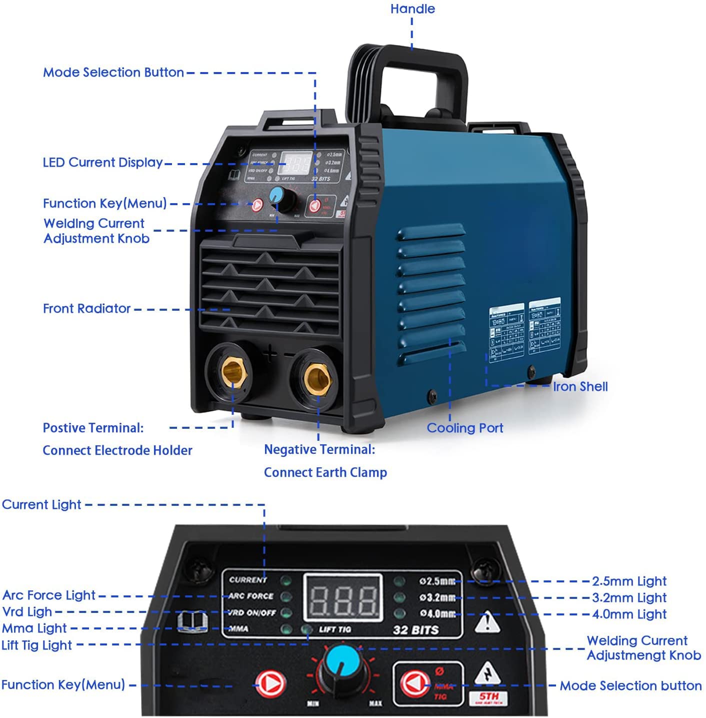 200A ARC Welding Machine, 110V/220V DualĀ Voltage Welder, IGBT Stick MMA Welder LED Display with Electrode Holder Work Clamp
