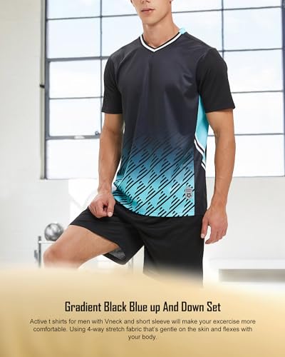 6 Pack Gym Shirts for Men Workout Set Athletic Clothes Outfits Gym Active Athletic Basketball Running Shirts Shorts
