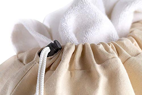 Custom Cotton Laundry Bags - Add Your Embroidered Name or Monogram - Personalized Large Drawstring Washable Hamper Tote for College, Dorms, Bathroom Organizer, Travel