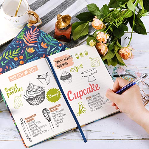 Lemome Home Journal/Ruled Notebook - Hardcover Ruled Journal with Premium Thick Paper, 5.8" x 8.4", Back Pocket + Bookmark + Round Corner Paper + Banded - Navy Floral