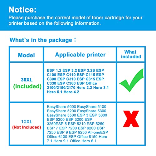 LCL Compatible Ink Cartridge Replacement for Kodak 30 30XL 30B XL 30B/XL High Yield 1550532 1.2 3.2 3.2S C100 C110 C115 C300 C310 C315 C330 C360 2100 2150 2170 2.2 3.1 5.1 4.2 (6-Pack Black)