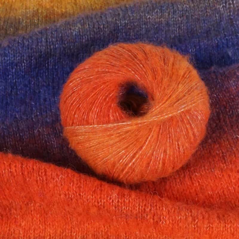 30G/Ball Soft Mohair Crochet Yarn Fine Thread Gradient Dyed for Knitting Hat Scarf DIY Hand Weaved Supplies (Color : B)