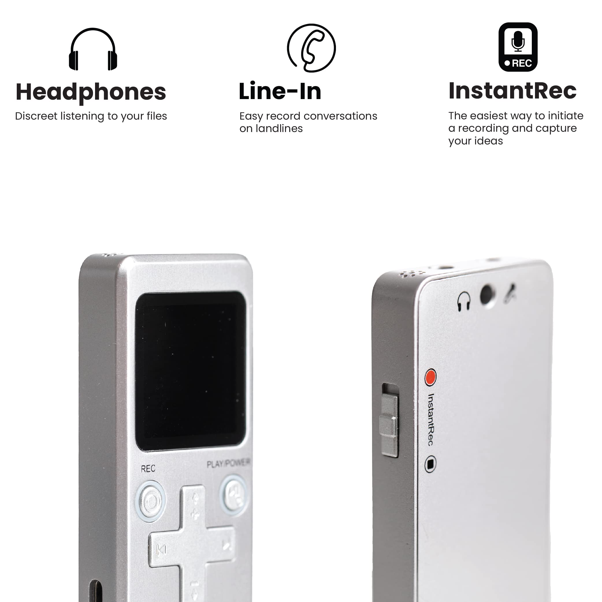 Digital Voice Activated Recorder with Instant Recording Button, Easy Playback with Integrated Speaker – Ideal for Notes, Voice Memos, Reminders, Learning Tool, 1000 Hours Capacity, by AttoDigital