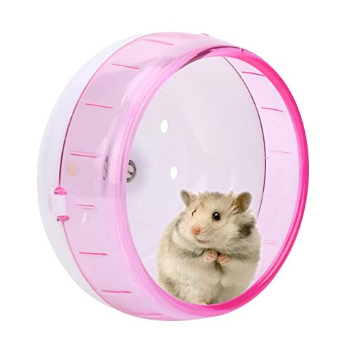 Hamster Wheel, 11.5cm Plastic Silent Spinner Hamster Exercise Running Wheel Toy for Small Pets Syrian Hamster Rat Gerbil(Pink)