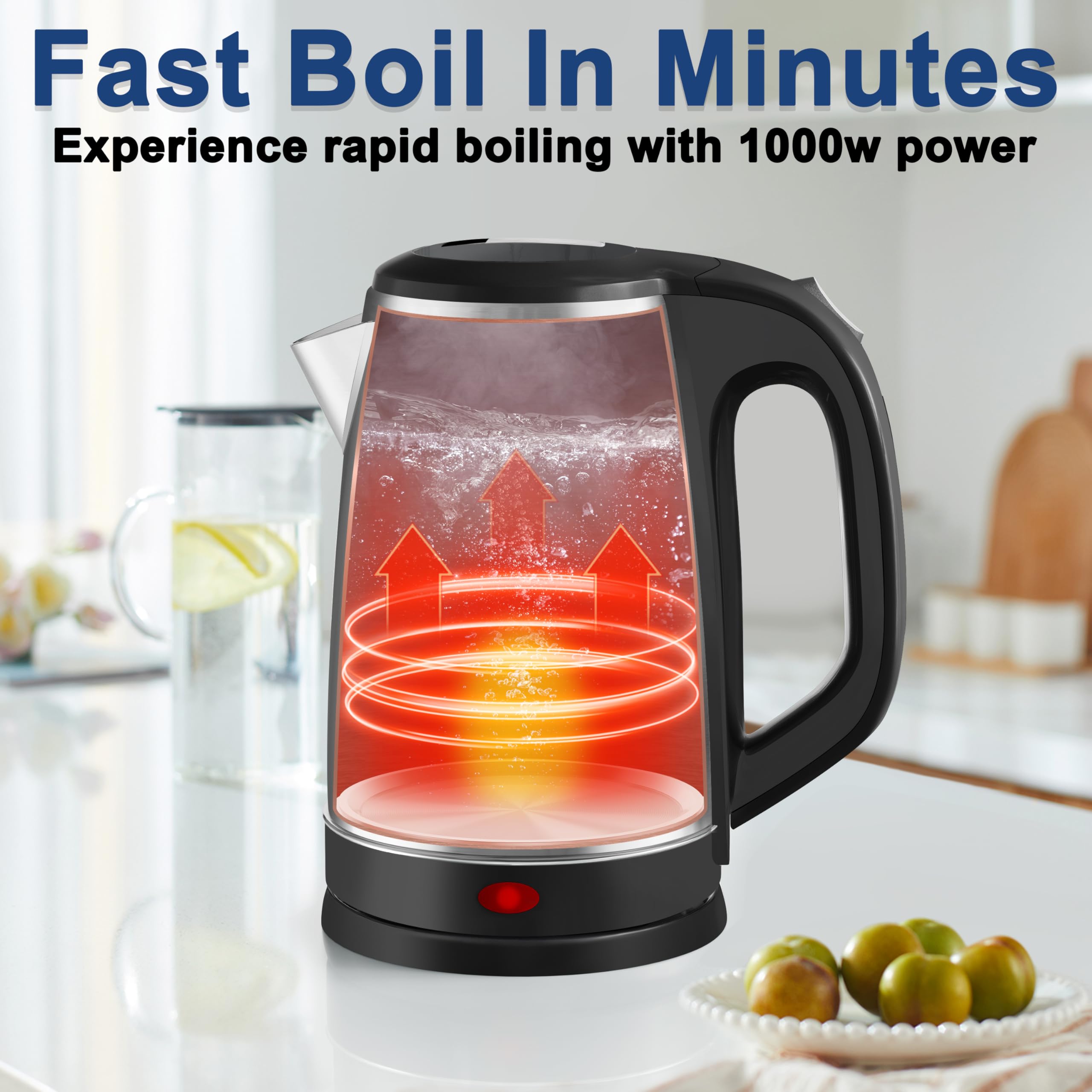 DEZIN Electric Kettle Upgraded, BPA Free 2.5L Stainless Steel Tea Kettle, Fast Boil Water Warmer with Auto Shut Off and Boil Dry Protection Tech for Coffee, Tea, Beverages