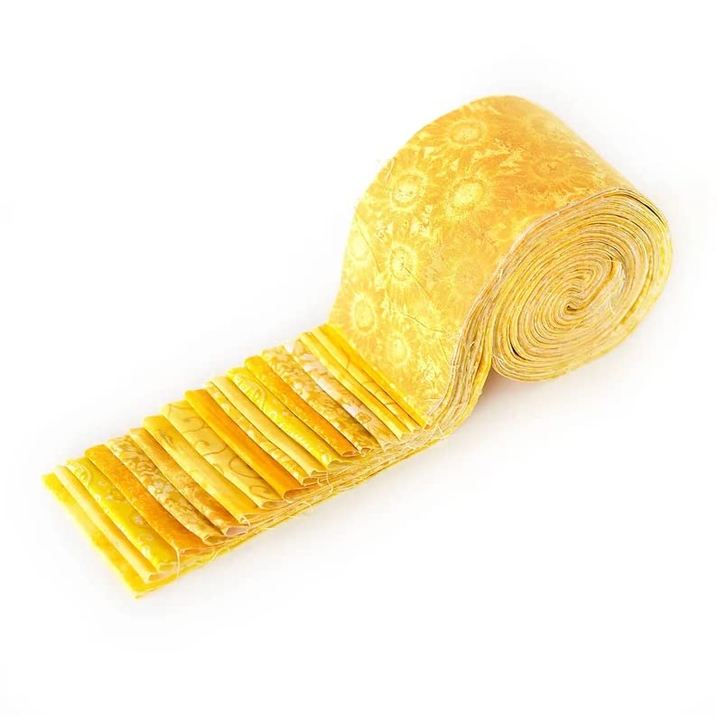 20 Strips, It's All Yellow Cute Jelly Roll 2.5 inch pre-Cut 100% Cotton Fabric Quilting Strips