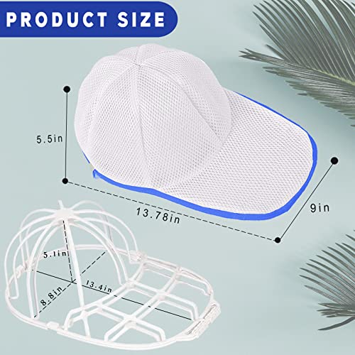 2 Pack Hat Washer for Washing Machine, Hat Cleaner for Baseball Caps Washing Cage with Laundry Bag, Hat Holder for Washing Machine, Hat Protector Rack Hat Shaper (Sapphire-2pcs)