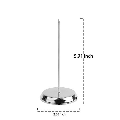 BLUECELL 2pcs Silver Color Desk Straight Rod Paper Holder Spike Stick Receipts Check Bill Fork, 5-3/4inches