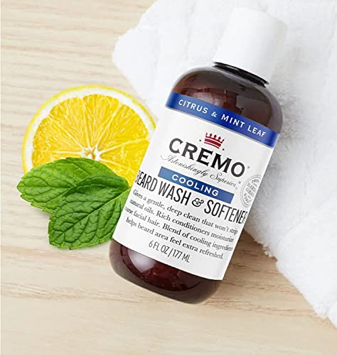 Cremo Citrus Mint Leaf Cooling Beard and Face Wash, Specifically Designed to Clean Coarse Facial Hair, 6 Fluid Oz