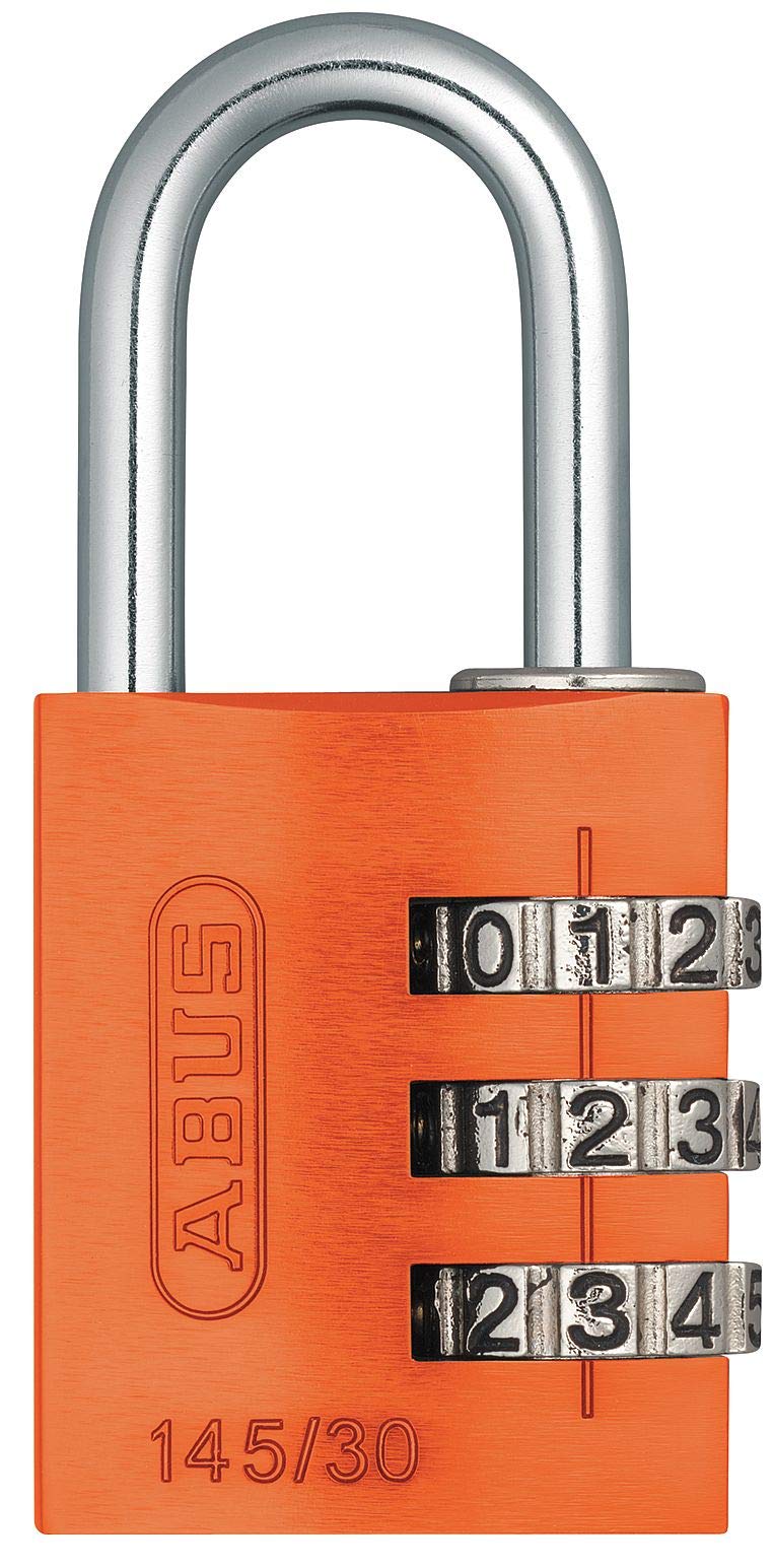 ABUS 145/30 C Aluminum Resettable Combination Padlock, 3 Dial, Orange