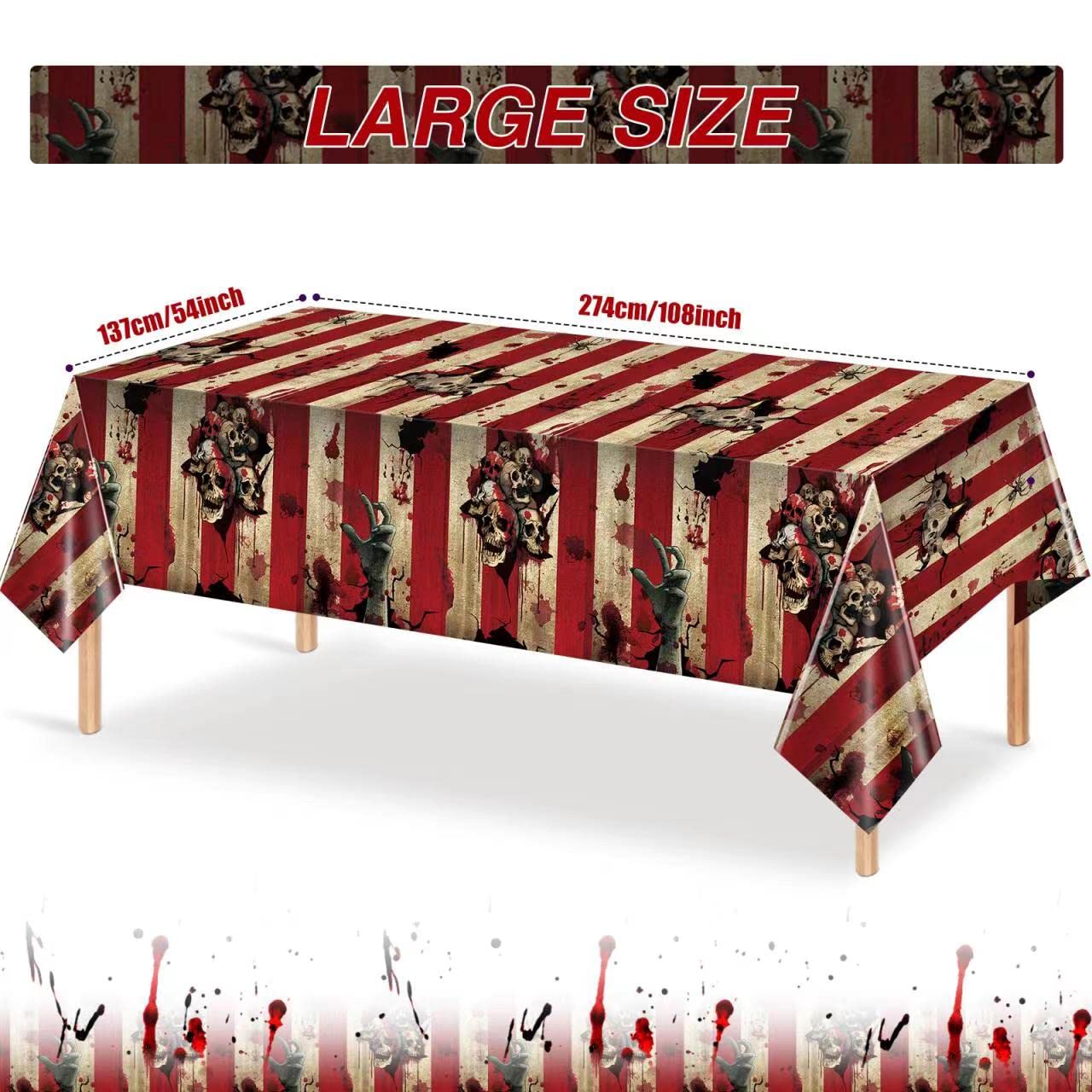 3Pcs Halloween Evil Circus Theme Tablecloth Decoration,Plastic Horrible Evil Clown Background Photography,Creepy Skull Decor Banner for Halloween Carnival and Easter Party Supplies,54x108 inches