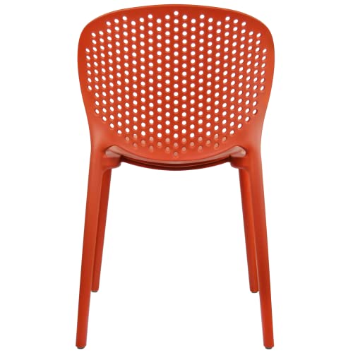 2xhome Set of 2 Modern Pool Patio Chairs, Stackable Dining Side Chairs for Indoor Outdoor Kitchen Living Room Restaurant, Orange