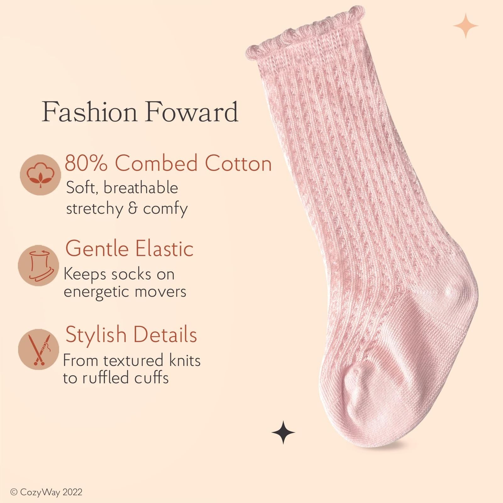 CozyWay Baby Knee High Bow Socks For Baby Girls Infant 0-9 Months 3-3 Pack
