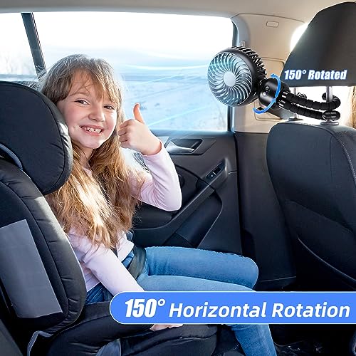4000mah Stroller Rotatable Operated Fan,Flexible Tripod Clip On Fan with 3 Speeds and Handheld Personal Fan for Car Seat Crib Bike Treadmill