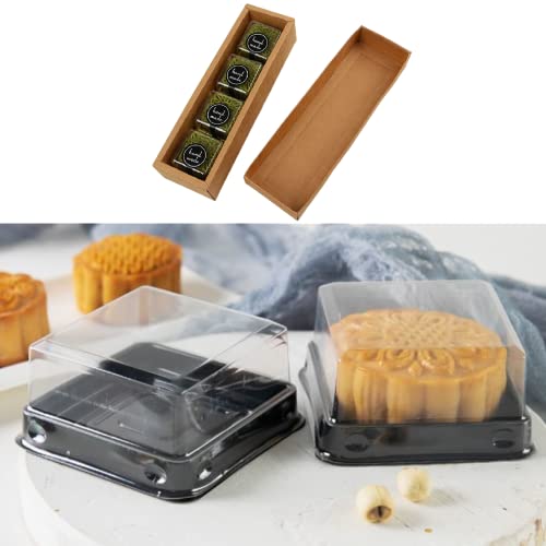 50 Pack black bottom Clear cover plastic mini cake box - muffin box - moon cake box - mung bean cake snow Mei Niang box(bottom 2 1/2 Inch X high 1-1/2 Inch)