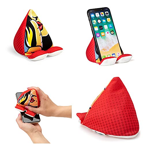 Plusheez Mobile Phone Holder | 2 in 1 Phone Stand with Micro Fibre Wipe | Screen Cleaner | Universal Phone Stand for Kids Children Adults | eReader/Kindle/Smartphone/Small Tablet Compatible (Lips)
