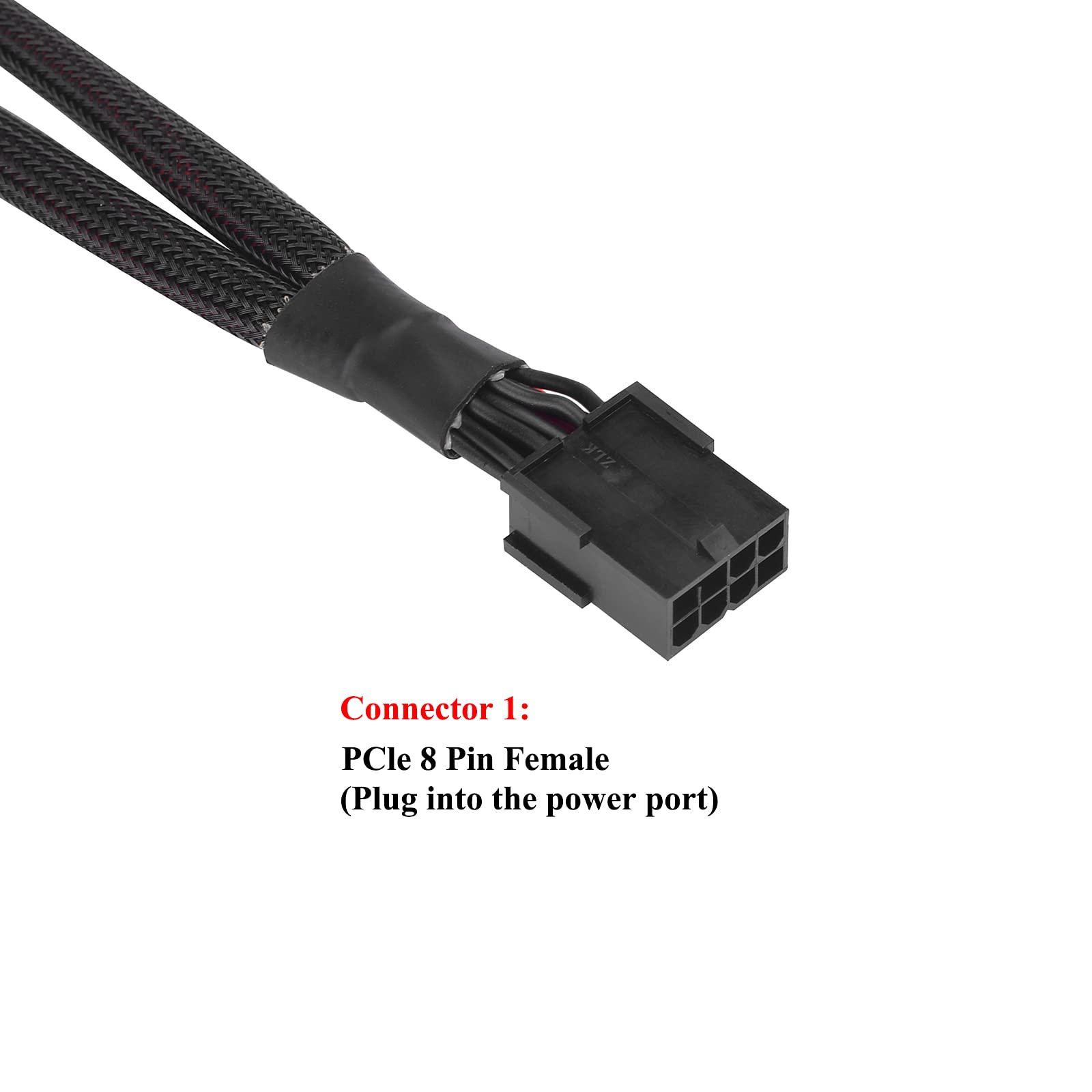 8-Pin PCIe Splitter Power Cable: GPU VGA PCI-e 8 Pin Female to Dual 8 (6+2) Pin Male Adapter PCI Express Power Supply 8Pin to Dual 6 Pin Extension Connector Y-Splitter with Sleeve 9 inch - 2 Pack