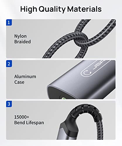 JSAUX USB C to 3.5mm Headphone and Charger Adapter, 2-in-1 USB C to AUX Mic Jack with PD 60W Fast Charging for Stereo, Earphones,Compatible with Galaxy S20/S21/S22 Note 20/10, Pixel 2/3/4 XL,-Grey