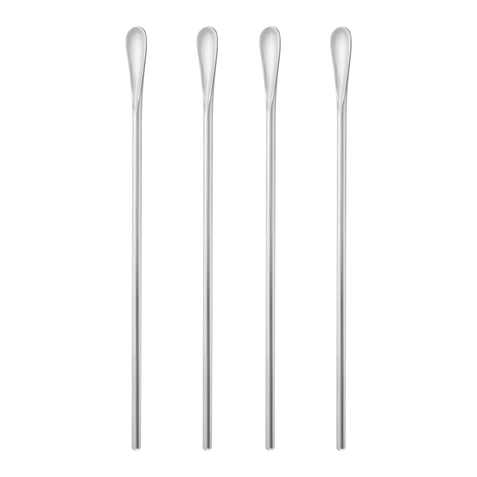 8.5Inch/21.8cm Coffee Stirrers Spoon,Silver Stainless Steel 304# Coffee Stir Sticks,Round Solid Long Handle Cocktail Beverage Iced Tea Stirring Stick,Drink Mixing Spoon,Set of 4