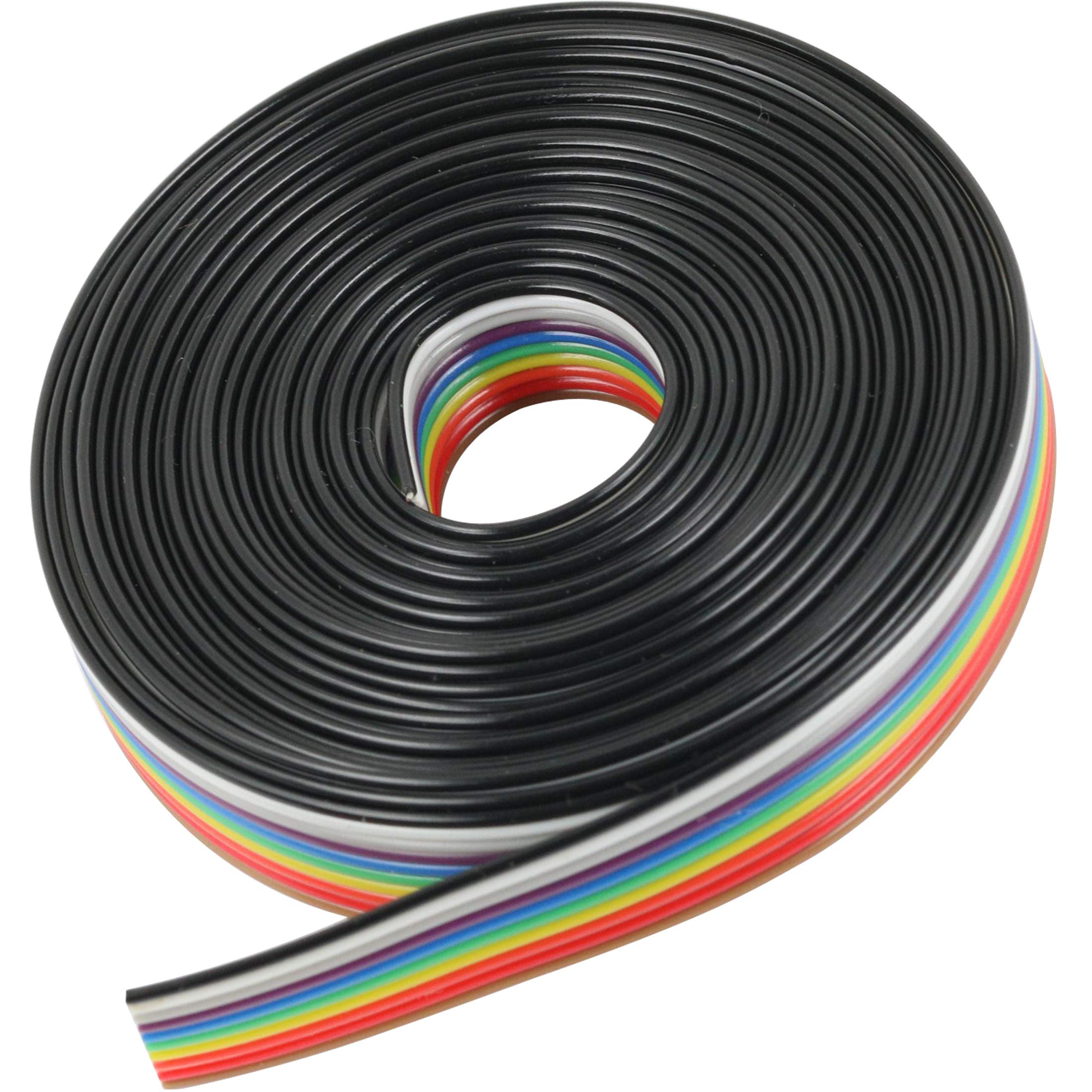 risingsaplings 10P 9.8FT 3 Meters 10 Wire Rainbow Ribbon Cable 1.27mm Pitch for 2.54mm Connectors 9.8 Feet IDC Flat Ribbon Cable Wire