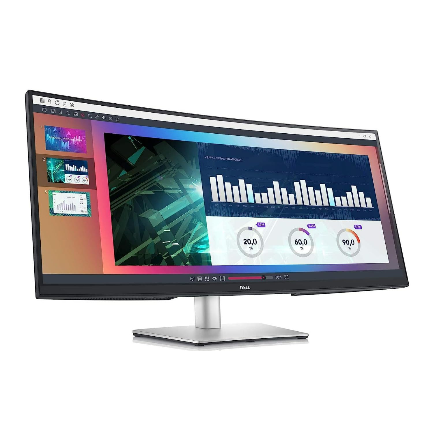 Dell P3421W 34-Inch Ultrawide WQHD 3440 x 1440 Resolution 21:9 Aspect Ratio Height-Adjustable Curved USB-C Monitor (Renewed)