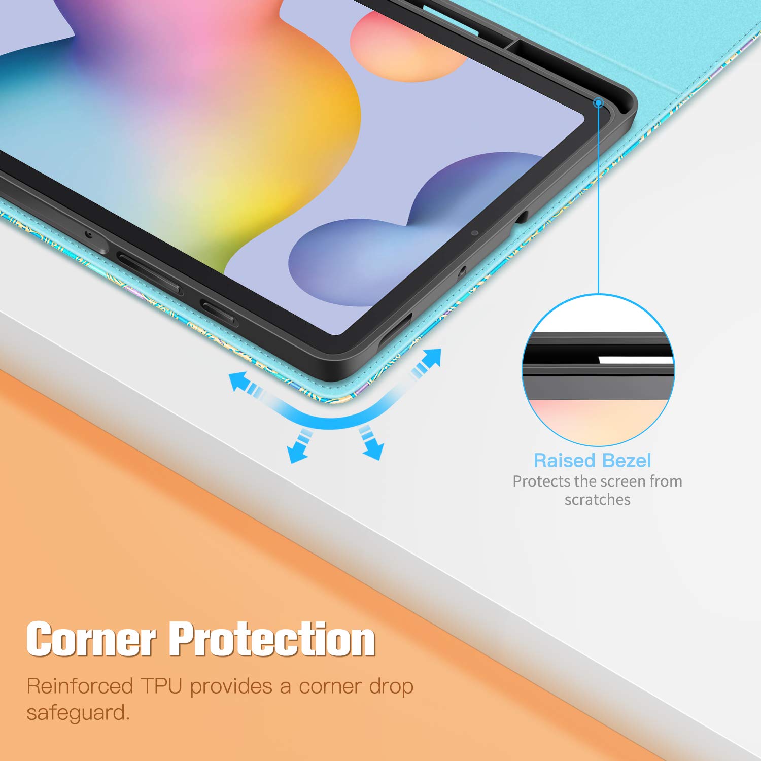 Fintie Folio Case for Samsung Galaxy Tab S6 Lite 10.4 Inch 2024/2022/2020 with S Pen Holder, Soft TPU Back Slim Fit Cover Auto Sleep/Wake, Shades of Blue