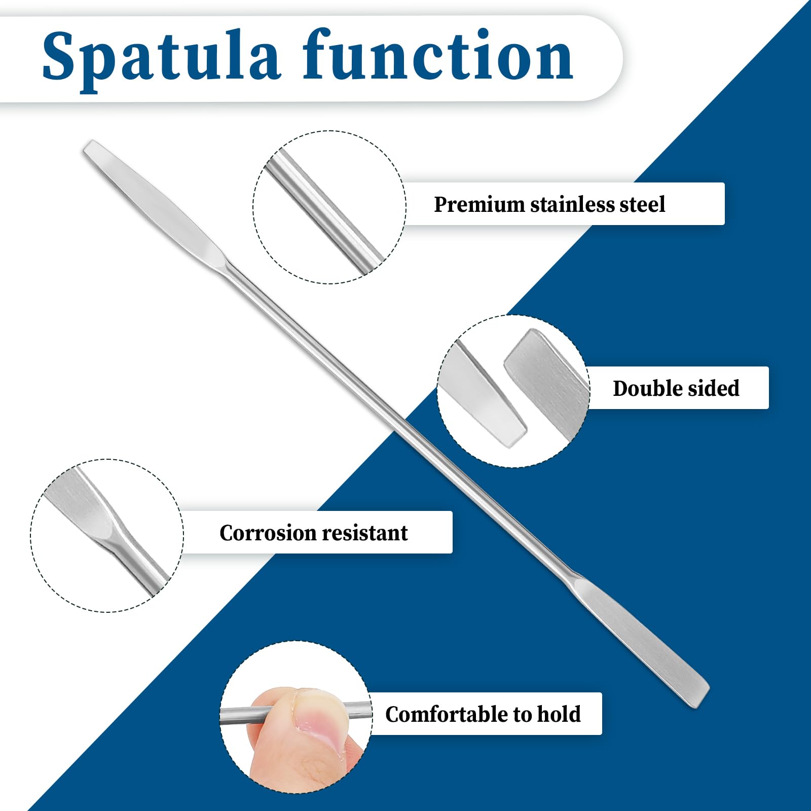 2PCS Stainless Steel Lab Laboratory Mini Double-Ended Spatula Micro Square/Round End Spatula, 6.2"