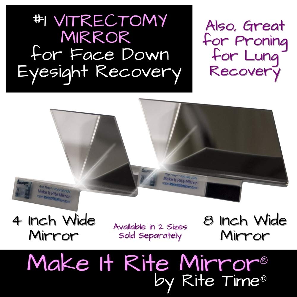 8" Wide 2-Way Make It Rite Mirror for Face Down Vitrectomy Eyesight and Proning Lung Recovery | Easy to Watch TV During Face Down Recovery