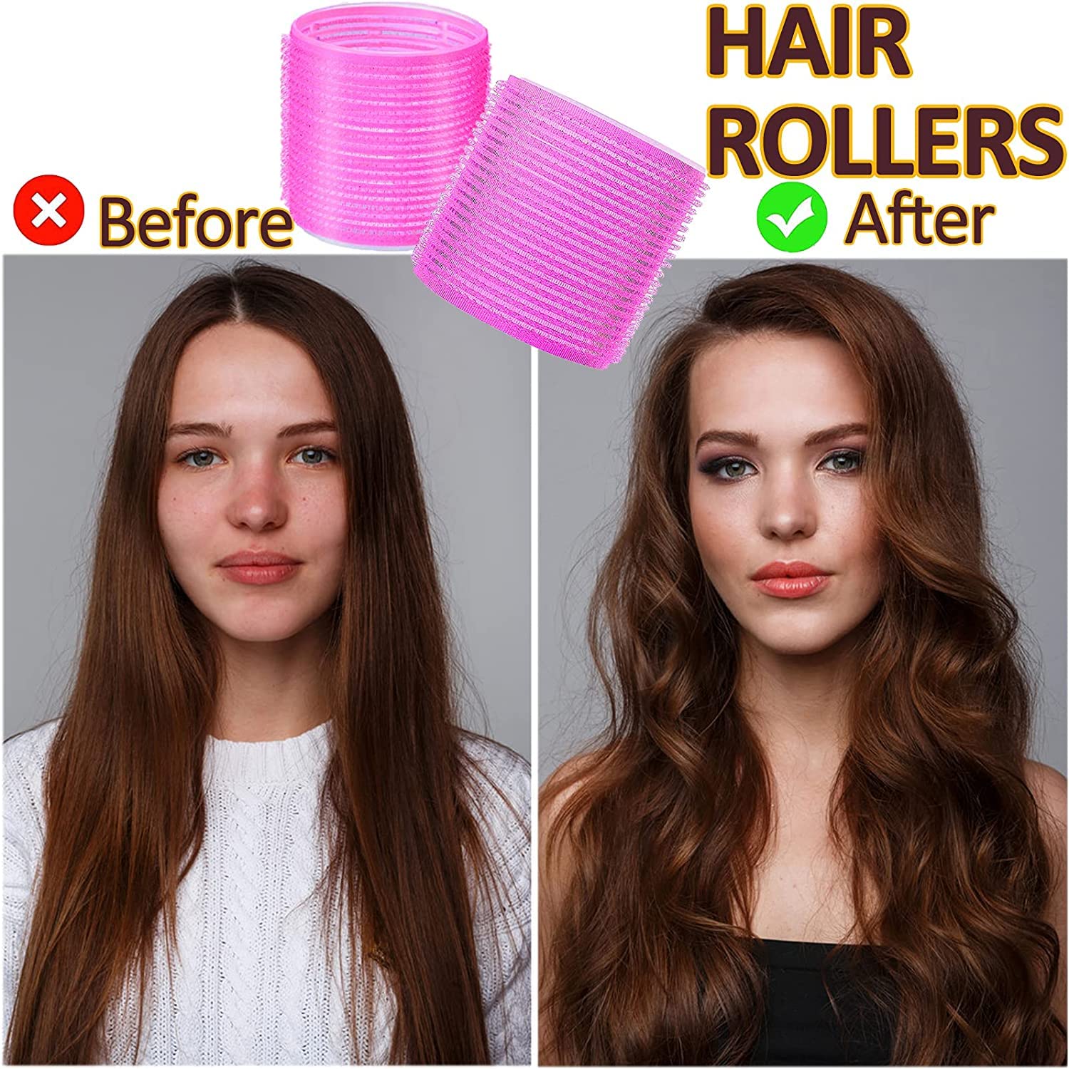 Super Jumbo Hair Rollers, 12 Pack Self Grip Salon Hairdressing Curlers, Hair Curlers Sets, DIY Curly Hairstyle for Long Hair, Colors May Vary, Jumbo Plus