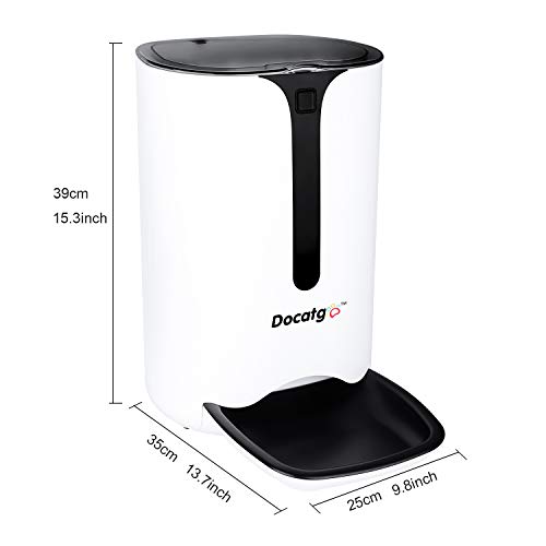 Aeiniwer Docatgo Automatic Cat Dog Food Dispenser Feeder for Small Pets with Distribution Alarms, Portion Control, Voice Recorder and Programmable Timer for up to 4 Meals per Day