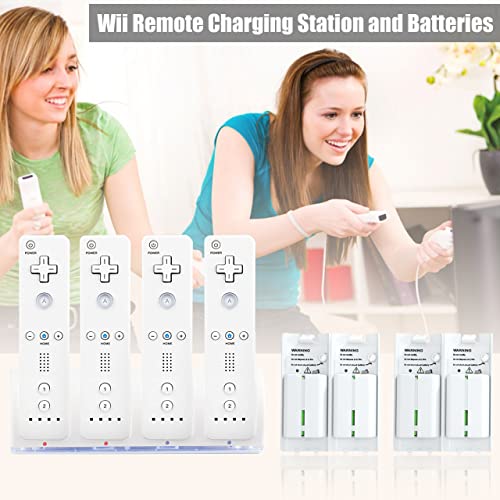 4-in-1 Charging Station for Wii&Wii U Remote Controller with 4 Rechargeable Battery Packs (4 Port Charging Station+4 pcs 2800mAh Replacement Batteries+USB Cable),Remote Not Included