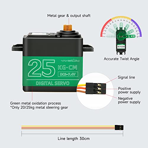Yahboom Digital Servo 25KG Full Metal Gear High Torque Servo Motor for RC Model DIY Waterproof Control Angle 180° DS3218MG (25kg servo)