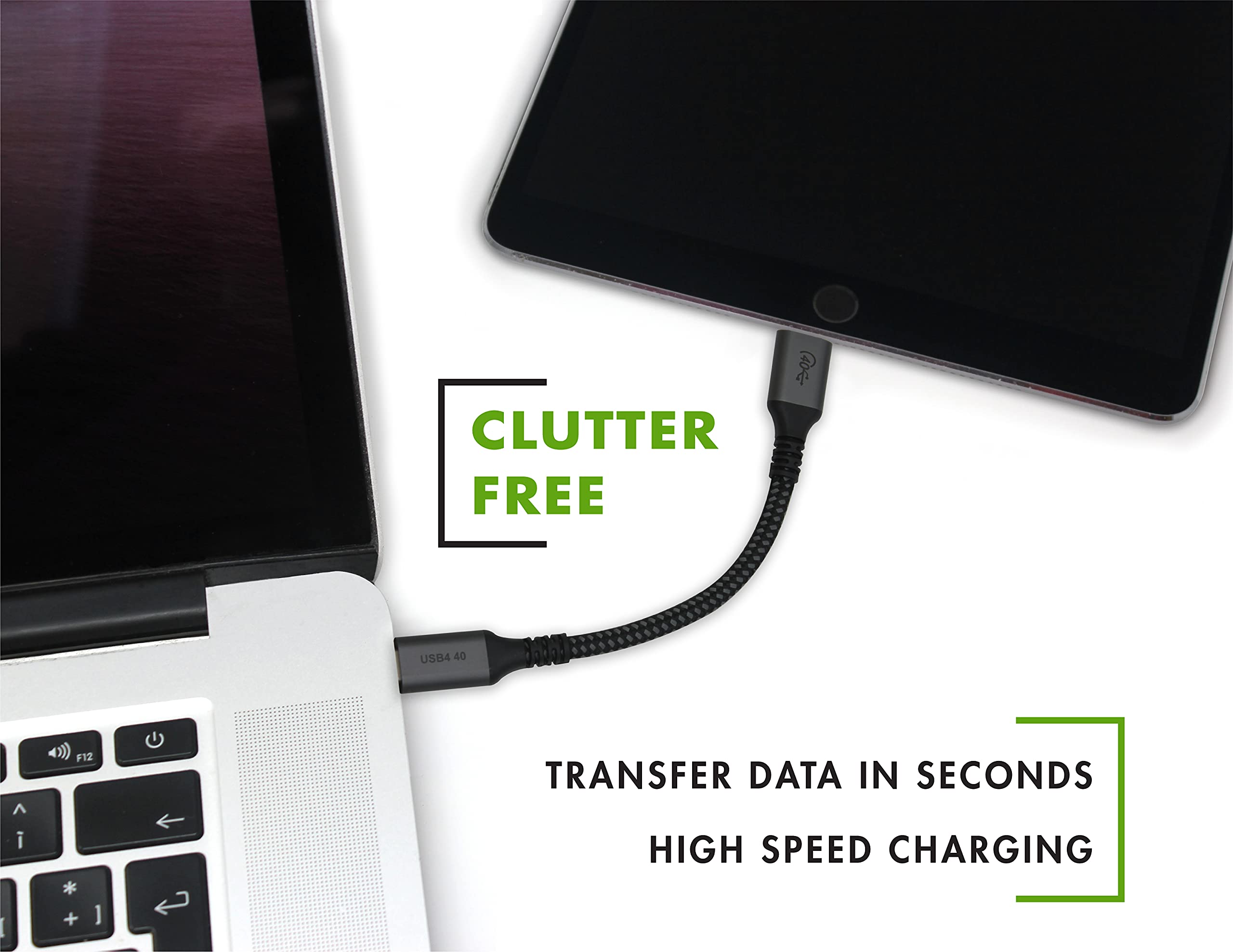 Vebner 6-Inch Extra Short USB4 Cable - 40Gbps Supports 100W (20V, 5A) Charging - Compatible with Thunderbolt 3 and USB-C (2-Pack)