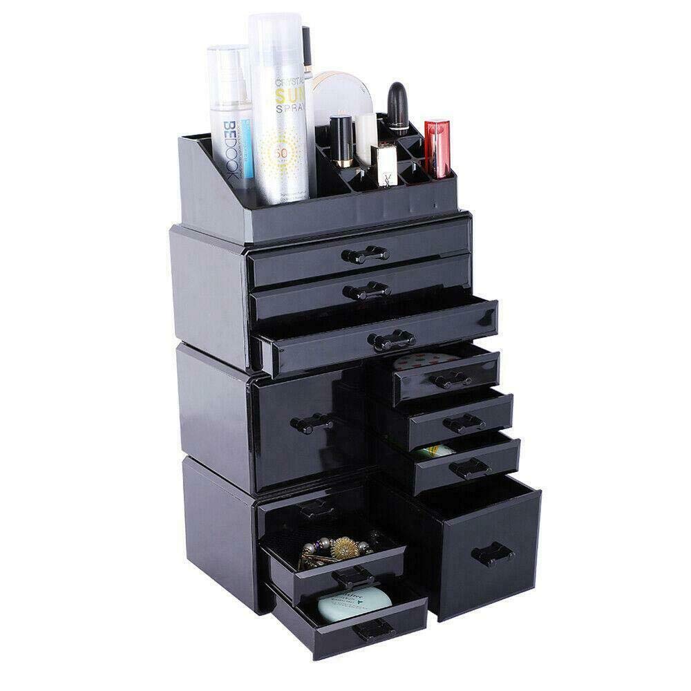 12 Drawers Containers Cosmetic Organizer Jewelry Storage Clear Acrylic