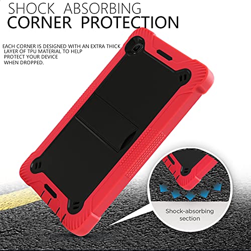 KIQ Guardian Series Samsung Galaxy Tab A 8.4 Case SM-T307 SM-T307U SMT307 2020 Kickstand Hard Durable Rugged Protective Cover W/Handle Shoulder Strap for Samsung Tab A 8.4 - Black Red