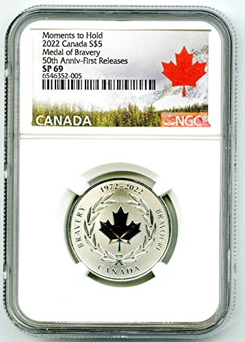 2022 No Mint Mark Royal Canadian Silver Medal of Bravery FIRST RELEASES $5 NGC SP69