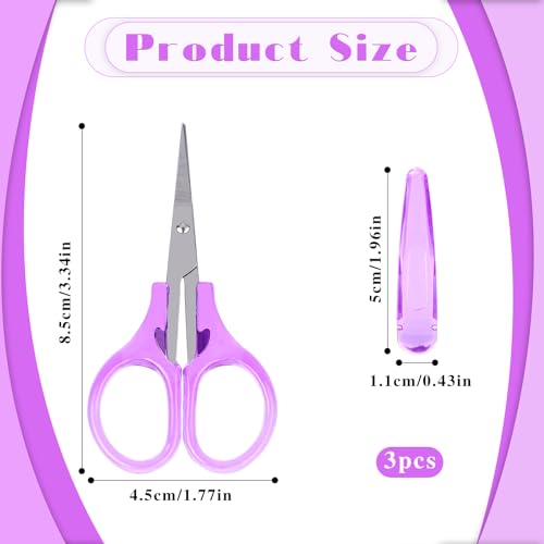 3Pcs Small Scissors All Purpose Craft Scissors Stainless Steel Scissors with Protective Cover Mini Detail Craft Scissors Precision Straight Fine Tips Design for Paper Cutting,Scrapbooking