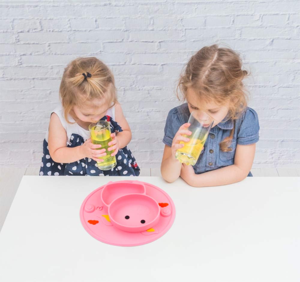 Baby Silicone Plate, Toddler Suction Plates Mini Plate Placemat for Kids and Infants Self Feeding, Microwave & Dishwasher Safe