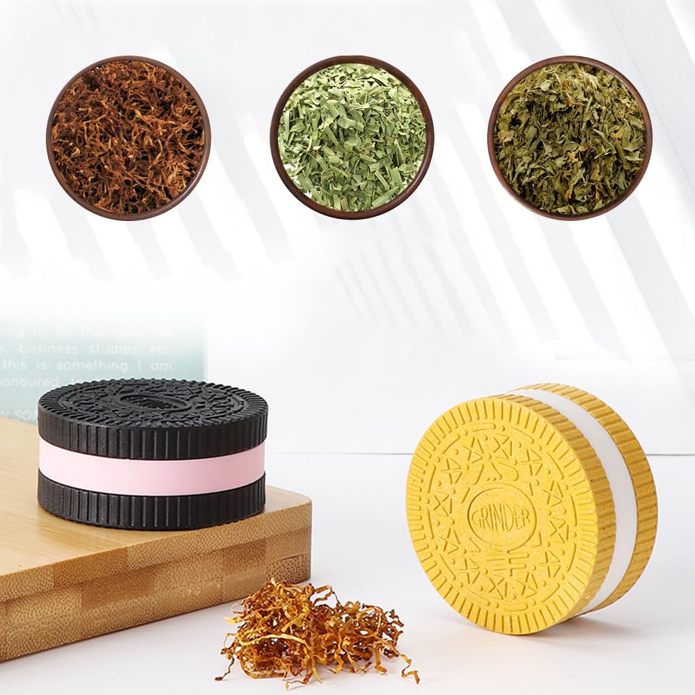 2.2 Inch Spice Grinder, Cute Cookie Shaped Design Portable Grinder for Herb (Black) (Middle Random Color)