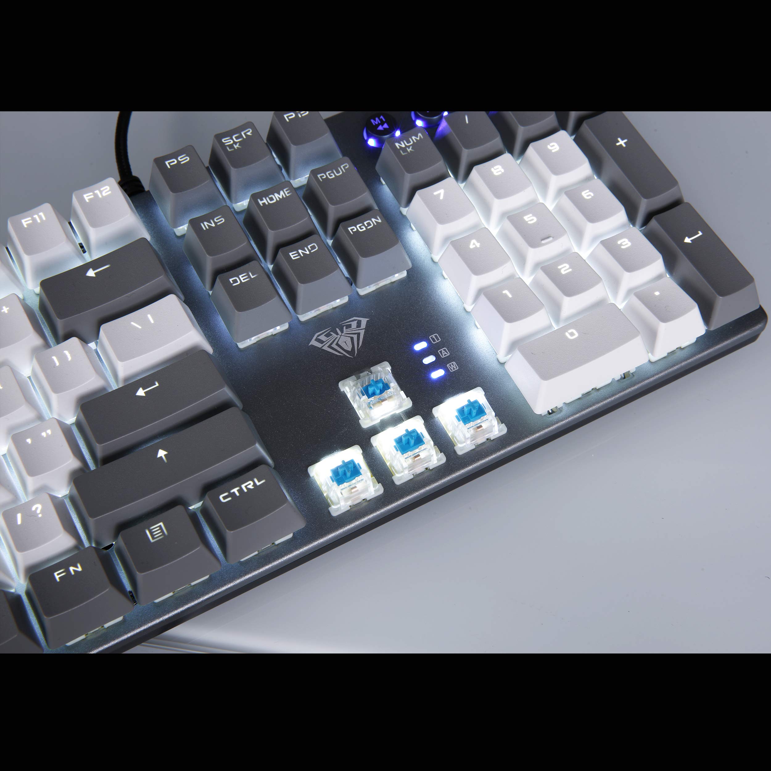 CCTECH Chichen Mechanical Gaming Keyboard,USB Wired,Magnetic Wrist Rest,Pure White Backlight Classic Keycaps,for Gaming,Office and Home,Dedicated Media Keys. (Black)