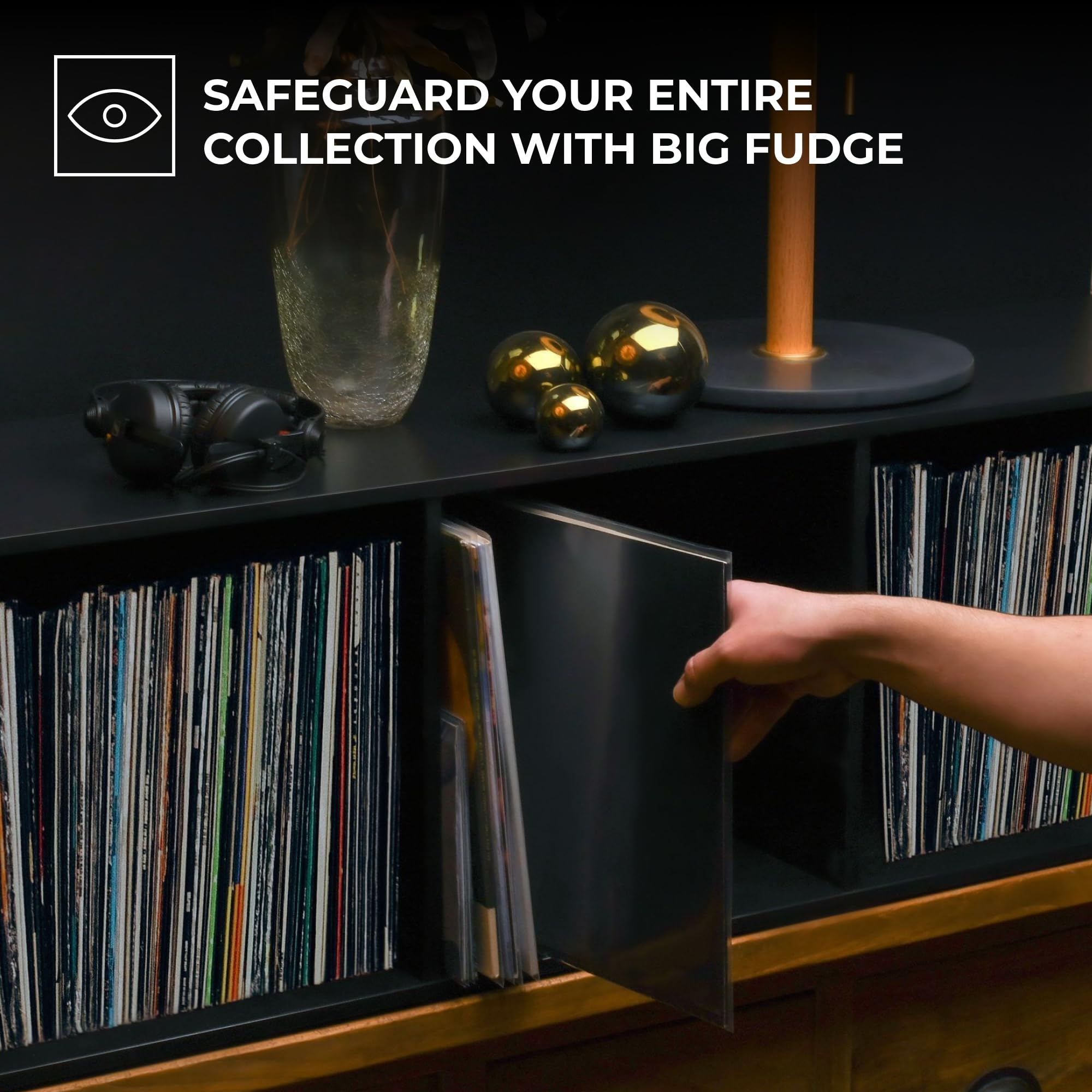 BIG FUDGE 50x Vinyl Record Sleeves 12" LP | Durable & Wrinkle-Free Outer Sleeves | Crystal Clear & High-Density Polypropylene | 3 mil Thick, 12.75” x 12.75” | Fits Most Gatefolds and Double LPs
