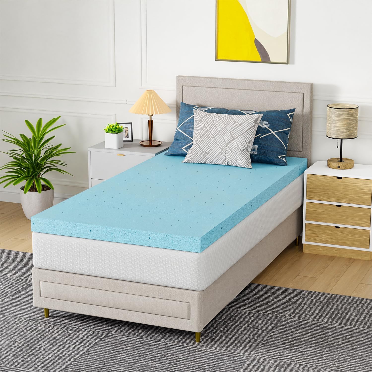 3 Inch Gel Memory Foam Mattress Topper, Mattress Topper, Memory Foam Mattress Pad, Cooling Gel Infused Mattress Topper, Soft Mattress Pads for Sleeper Sofa (Twin)