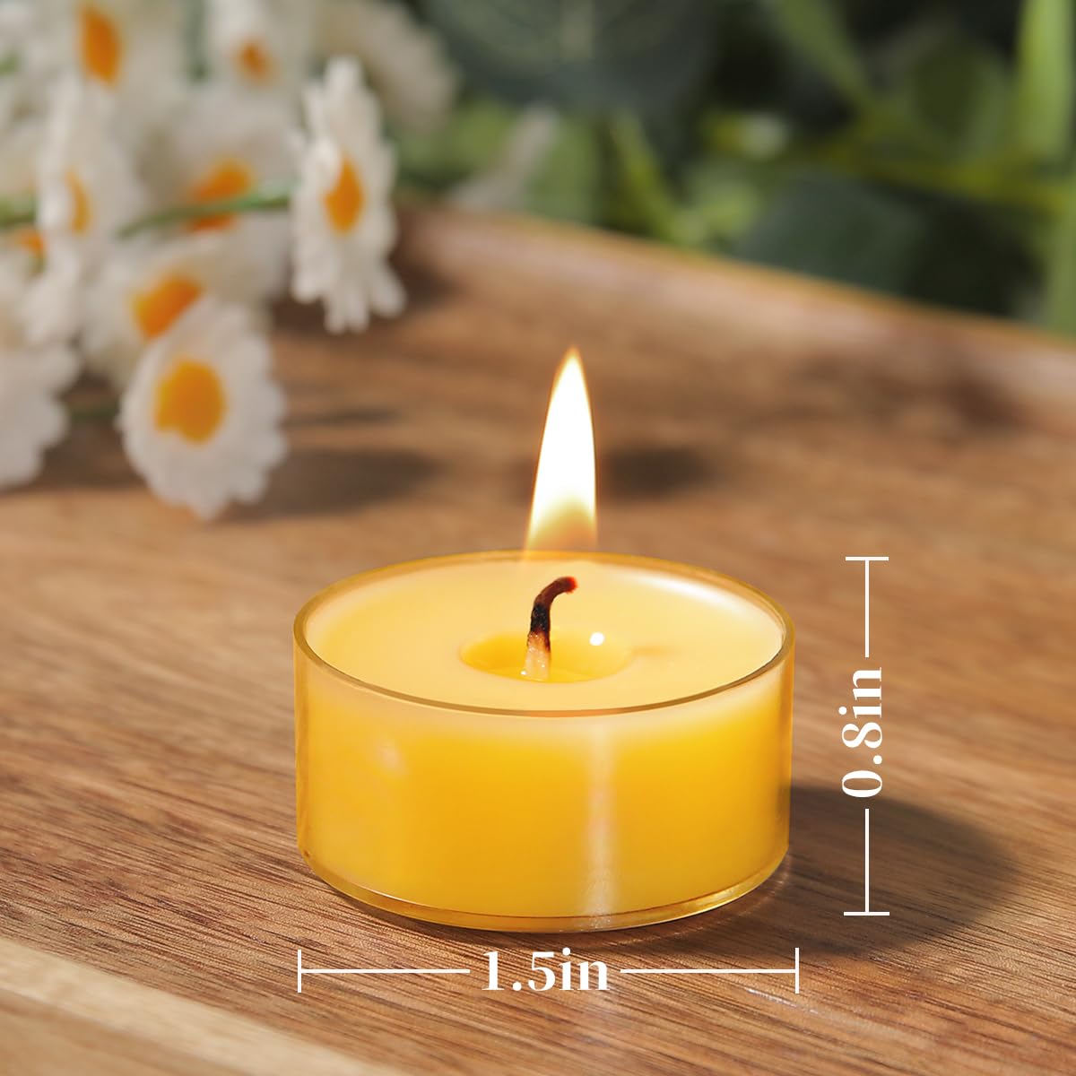 48pcs Beeswax Tealight Candles- 4 Hour Burn Time Natural Beeswax Candles Pure Handmade Bee Wax Candles Clean Burning for Dinner Table, Wedding, Spa Relaxation