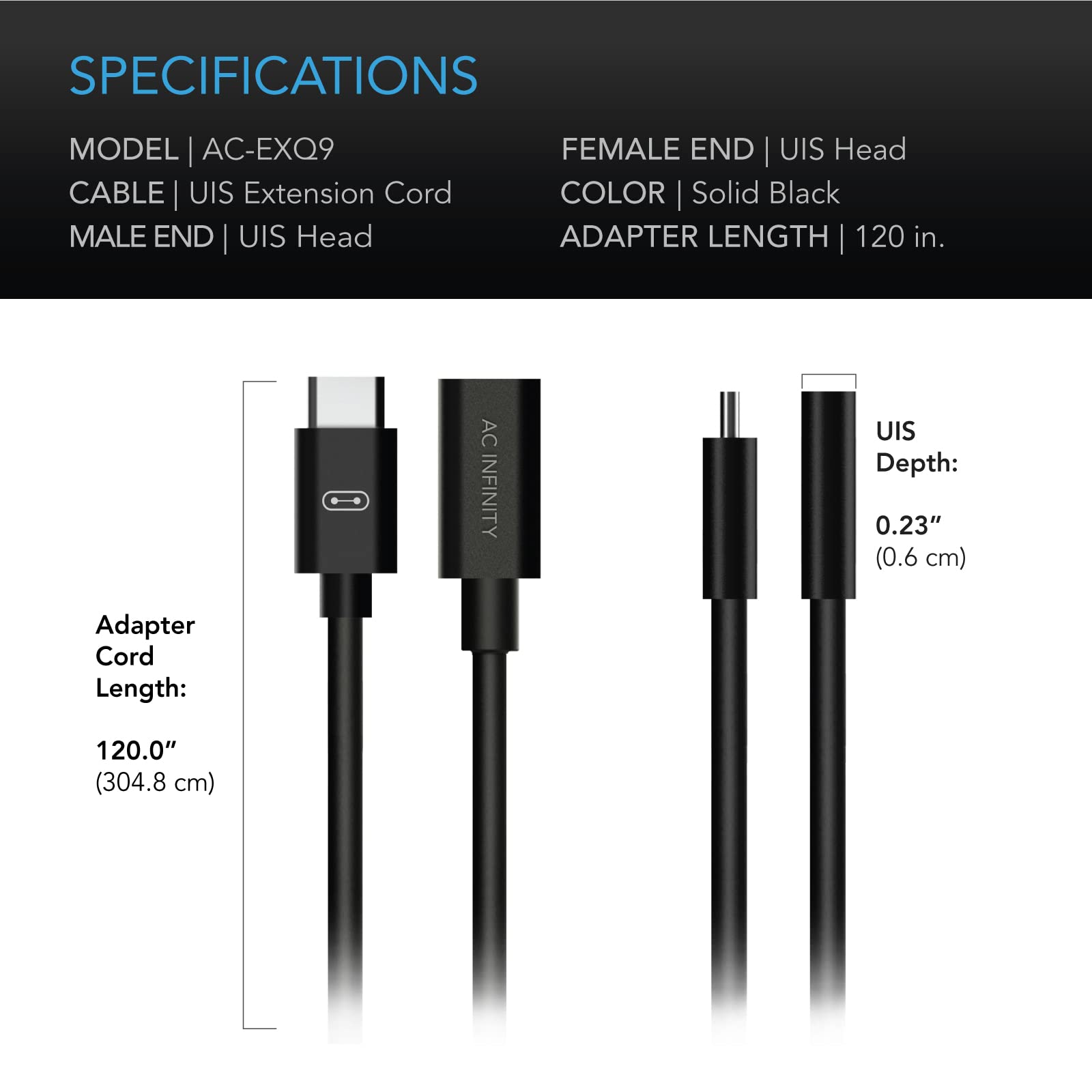 AC Infinity UIS Controller to Device Cable for Controller 69 PRO and PRO+, Male to Male, 10 Foot Connection Extender Cord, Works with CLOUDRAY, CLOUDLINE, IONFRAME, CLOUDFORGE, and More
