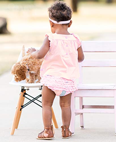 RuffleButts® Girls Pink Flutter Square Neck Top - 5