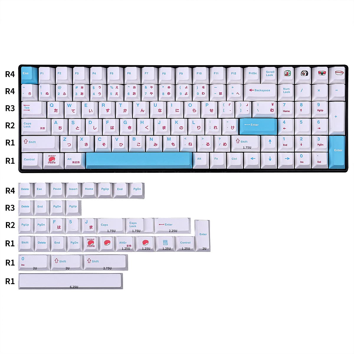 PBT White Japanese Keycaps 135 Keys Dye Cherry Profile with Key Puller Suitable for 104/87/84/61 60% MX Cherry Gateron Gaming Keyboard(135 Keycaps)