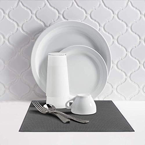 2-Packs Microfiber Dish Drying Mat for Kitchen Counter-top, Dry Pad for Dishes, Flatware, Dinnerware, Glassware, Drinkware, Serveware, Plate, Tabletop Accessories, Machine Wash (Gray, 20" x 15")