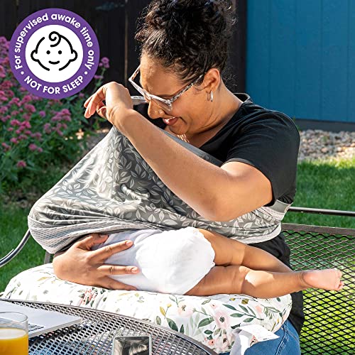 Boppy Original Support Nursing Pillow, Pink Garden, Ergonomic Breastfeeding, Bottle Feeding, and Bonding, Firm Hypoallergenic Fiber Fill, Removable Cover, Machine Washable