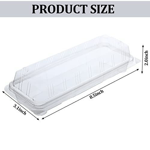 50 Pcs Transparent Cake Swiss Roll Container Food Container for Baking Plastic Containers with Lids 8.66 x 3.35 x 1.97β Clear Cake Container Disposable to Go Box for Restaurants Delivery Takeout
