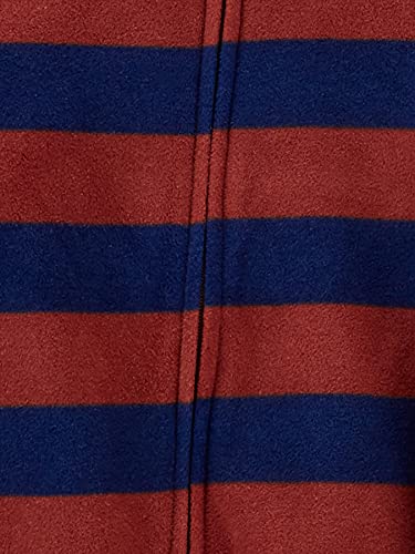 Simple Joys by Carter's Kids' Holiday Loose-fit Flame Resistant Fleece Footed Pajamas, Burgundy Stripe/Light Blue Moose, 18 Months